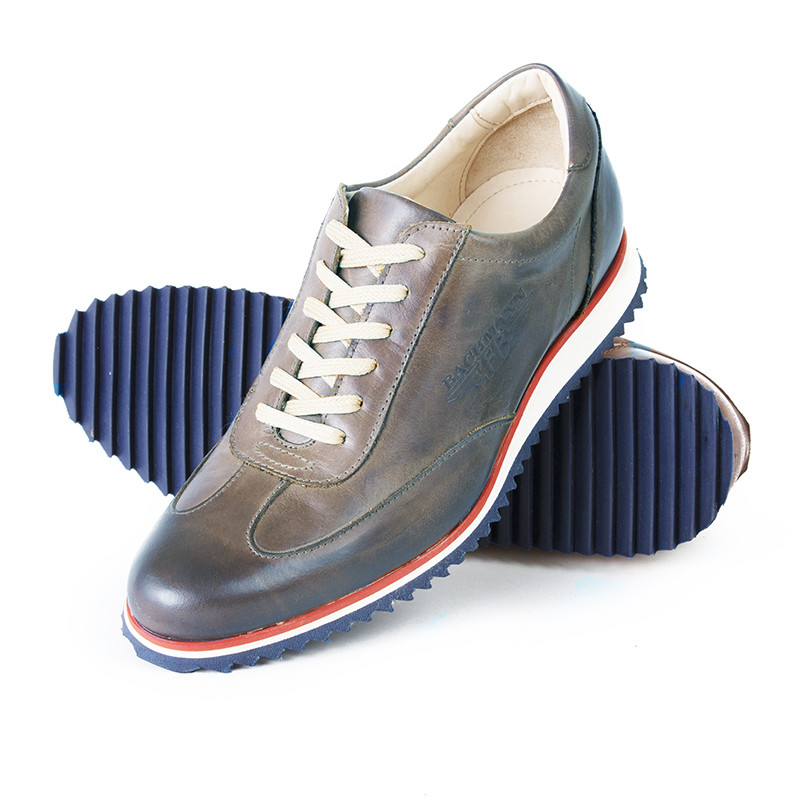 SNEAKERS EN CUIR GRISES POUR HOMME